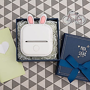 Memoking T02 Protective Case-Bunny Ears Shape Soft Silicone BPA-Free Cute Design Printer Cover, Compatible with T02 Mini Bluetooth Wireless Portable Mobile Pocket Printer, White