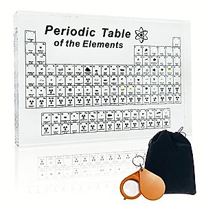 BEWITU Periodic Table with Real Elements Inside, Acrylic Periodic Table with Flannel Bag, Large Periodic Table of Elements, Chemistry Gifts for Kids Adults Teacher(8.3" x 5.5")