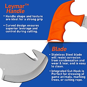 Maxam 5-Inch Skinning Knife with Gut Hook & Sheath - 3.5" 8Cr18MoV Stainless Steel Blade with Bead Blast Finish