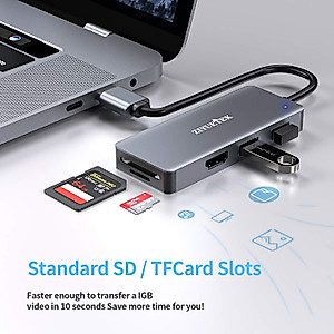 USB to HDMI Adapter, 5-in-1 USB hub 3.0 with HDMI 1080p for Extended Monitor PC Laptop Desktop, 2 USB Ports, SD and Micro SD Card Reader Support Windows, MACOS