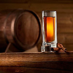 JoyJolt Aqua Vitae Shot Glass Set of 4. Crystal Shot Glasses, Triangle Clear Shot Glasses Set with Off Set Base. 1 – 2 oz Cups for Tequila, Limoncello, Vodka or Aperitif. Fun Christmas Gifts