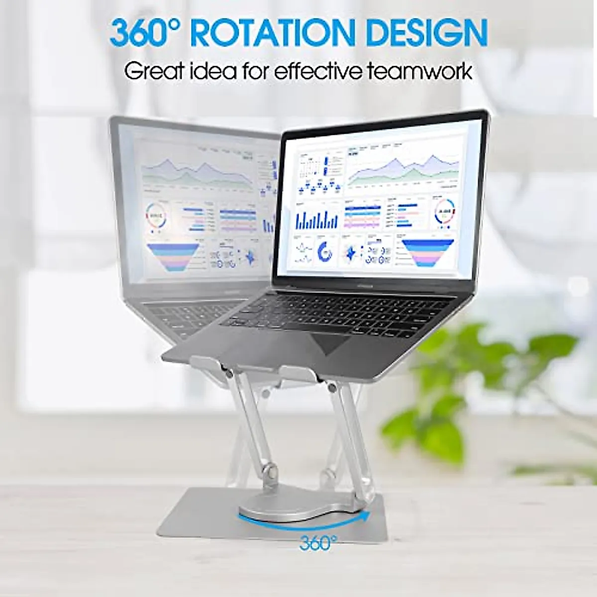 Rotatable Laptop Stand,Smvchen Newest Laptop Stand with 360°Rotating Base Ergonomic Laptop Riser for Collaborative Work Dual Rotary Shaft Fully Foldable for Easy Storage Fits for All 11-17.3" Laptops