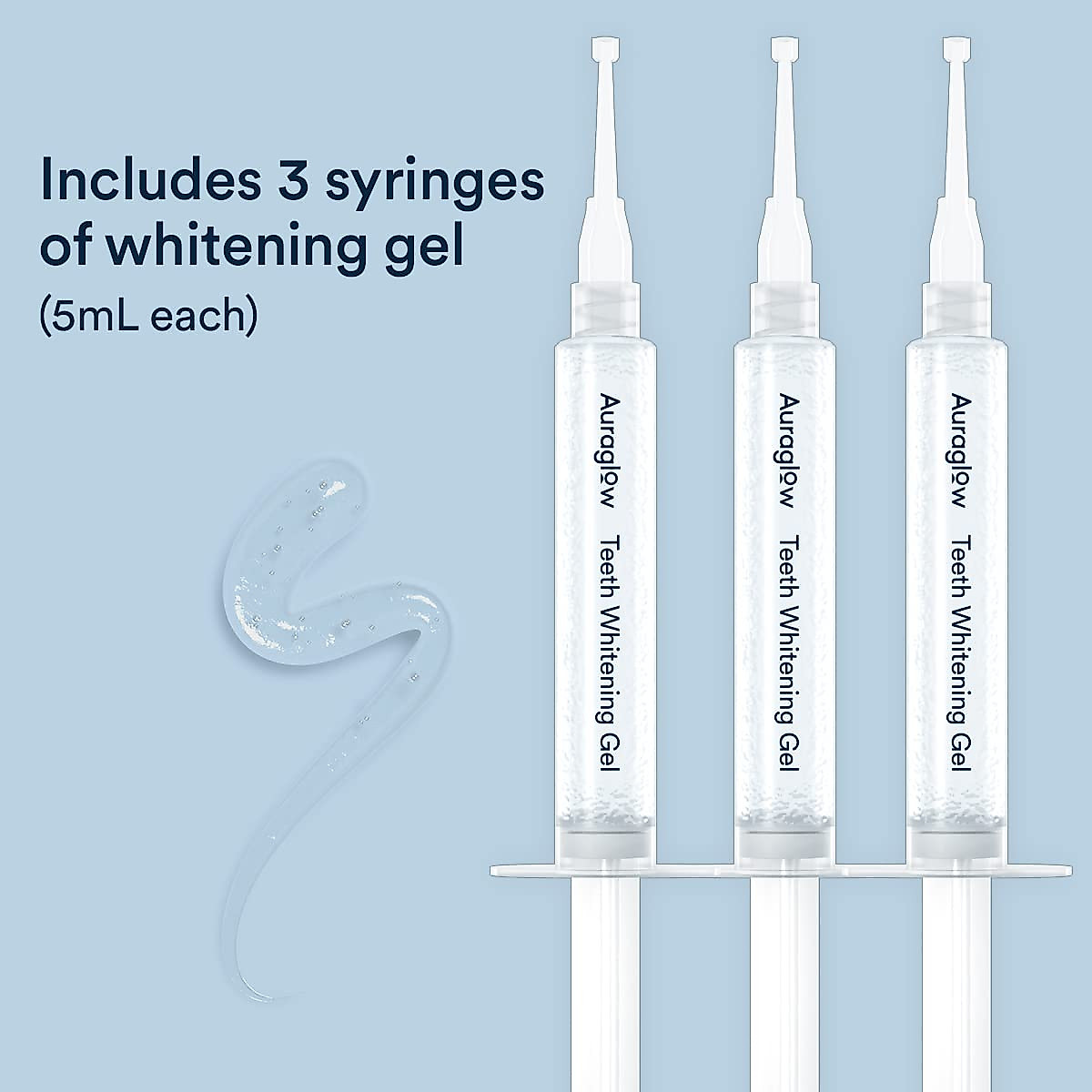 Auraglow 44% Teeth Whitening Gel Syringe Refill Pack, 44% Carbamide Peroxide, (3X) 5ml Syringes, 30 Whitening Treatments
