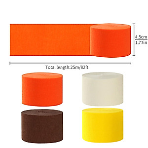 Yellow-Beige Orange-Brown Fall Party-Decorations Streamers - 8 Rolls Boho Autumn Baby Shower Thanksgiving Harvest Crepe Tissue Paper Streamer,Birthday Bridal Bachelorette Wedding Garland Panduola
