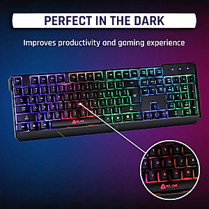 Klim Chroma Gaming Keyboard Wired USB + 2 ms Response Time + Backlit Keyboard for PC & MAC (Renewed)