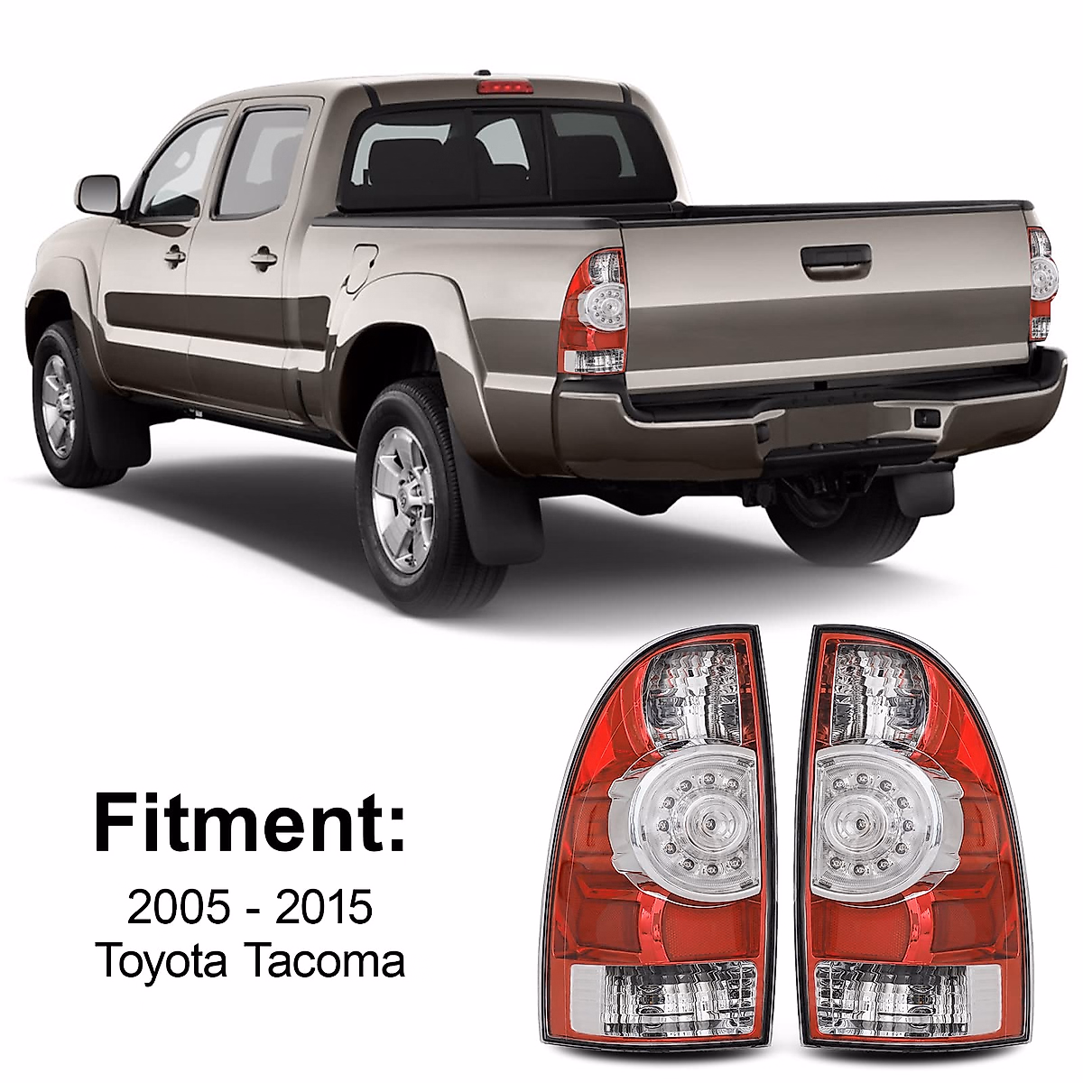 ALZIRIA LED Tail Light Rear Brake Lamp Compatible With 05-15 Tacoma 2005 2006 2007 2008 2009 2010 2011 2012 2023 2014 2015 Toyota Tacoma Driver And Passenger Side