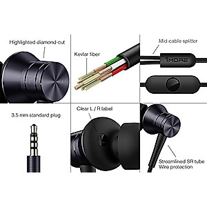 1MORE Piston Fit in-Ear Earphones Fashion Durable Headphones with 4 Color Options, Noise Isolation, Pure Sound, Phone Control with Mic for Smartphones/PC/Tablet - Black