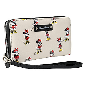 Disney Wallet Wristlet Zip Clutch Faux Leather (Minnie Mouse Cream)