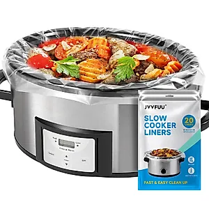 JVVFUU Slow Cooker Liners 3-8 Quart, Cooking Bags Large Size 13"x 21", Slow Cooker Bags Disposable Oval Large For Crock Pot (20)