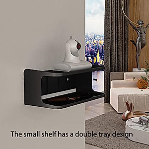 Bedside Shelf Organizer, Universal Double Layer Wall Shelves, ABS Floating Stand, Bedroom Rack Organizer Shelf, Double Layer Storage Wall Mount Shelf for Kitchen, Dorm, Bedside Wall Shelf