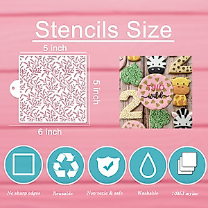 Cake Stencils Decorating Buttercream Cookie Stencils for Royal Icing Leopard Stencil Airbrush Snake Skin Mermaid Scale Stencil Cheetah Cow Print Templates for Baking (14 5.5'' Leaf Cookie Stencils)