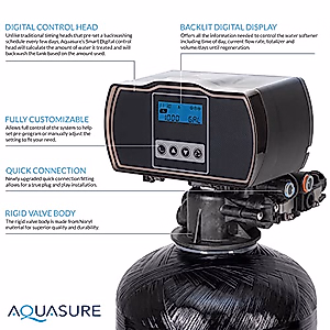 Aquasure 64,000 Grains Whole House Water Filtration Bundle with Digital Metered Control Softener, Pre-Filters, 75 GPD RO Reverse Osmosis System, Eliminates 99% of Contaminants (4-6 bathrooms)