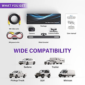 eRapta Reverse Camera 3.0 License Plate Backup Camera HD 149° Wide Rear View IP69K Waterproof IR Night Vision Easy Mount DIY Grid for Cars Trucks Pickups SUV RV Van Jeep ERT11