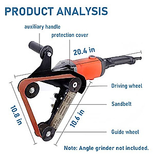 Belt Sander Adapter for Angle Grinder, Pipe Tube Polishing Sanding Attachment with 40mm Belts, Suitable for US 5/8-11 Thread, Handheld Grinder Sander Kit Rust Removal