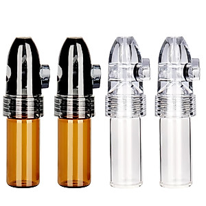 Oreutkd 4 Pack Camping Spice Containers, Portable Spice Dispenser with Knob Switch Storage Bottle, Salt and Pepper Shakers Spice Storage for Outdoor Activities Traveling Cooking (2.67" x 0.59")