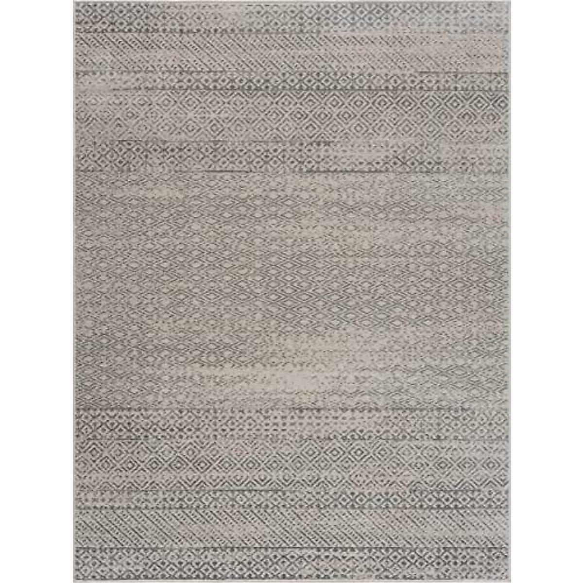Hauteloom Tigris Moroccan Trellis Neutral Geometric Farmhouse Living Room Bedroom Area Rug - Distressed Rustic Pattern - Southwestern Native American Look - Ivory, Beige, Cream, Gray - 3'11" x 5'7"