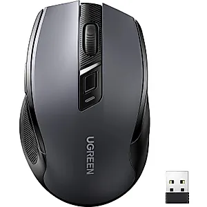 UGREEN Wireless Mouse 2.4G with USB Receiver, 5-Level 4000 DPI 6 Buttons,18 Months Battery Life Cordless Mouse, Ergonomic Computer Mice for Laptop, Computer, PC, MacBook, Chromebook Black