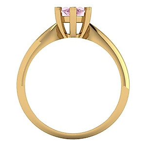 Clara Pucci 1.0 ct Marquise Cut Solitaire Pink Simulated Diamond Engagement Bridal Promise Anniversary Ring 18K Yellow Gold Size 3.5
