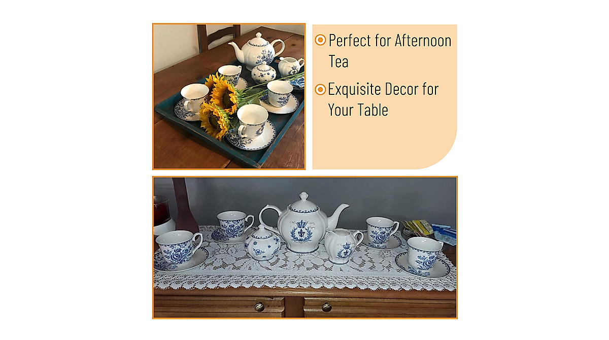 Elegant Blue Dream Tea Set - 11 Piece Porcelain Collection
