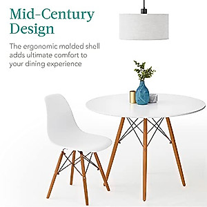 Best Choice Products 5-Piece Dining Set, Compact Mid-Century Modern Table & Chair Set for Home, Apartment w/ 4 Chairs, Plastic Seats, Wooden Legs, Metal Frame - Brown/White