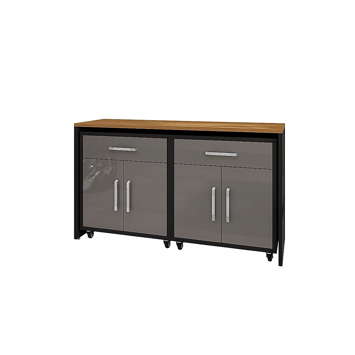Manhattan Comfort Eiffel Garage Work Station Set of 3 in Matte Black and Gray