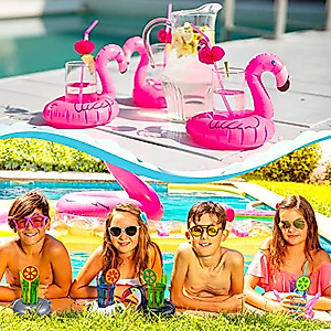60 Pcs Pool Drink Floats Inflatable Drink Holder Drink Floaties Floating Cup Holders for Summer Swimming Pool Party Favors Bath Toys, 30 Styles