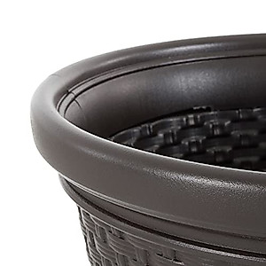 Suncast CPLHPW100 HPW100 Mocha Wicker 100-Foot Capacity Hose Pot, Brown