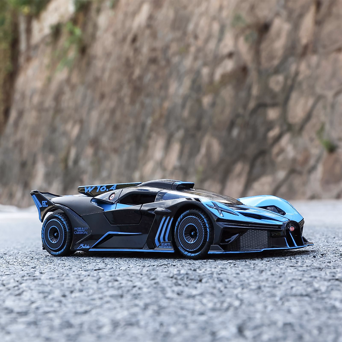 Toy Car Model for Compatible with 1:24 Bolide Alloy Diecast Collect Car Toy with Lights and Music, Pull Back Car Toys for Kids Boys Girls Gift (Blue)