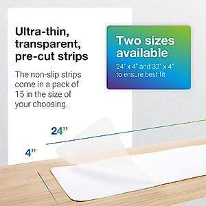 Clear Stair Treads Non Slip for Wooden Steps Indoor & Outdoor with Roller [15 Pcs 24''x 4''] - Peel and Stick Stair Grips Non Slip - Anti Slip Grip Tape Stair Runner by EdenProducts