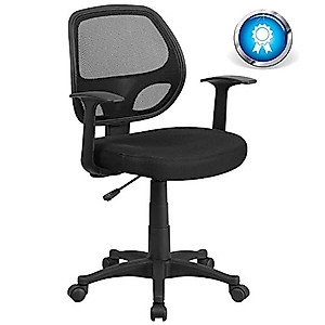 Flash Furniture Mallard Mid-Back Black Mesh Swivel Ergonomic Task Office Chair with T-Arms - Desk Chair