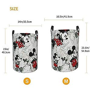 Laundry Hamper Larger Capacity Collapsible Dirty Cloth Hampers Mi-Ckey Min-Nie Mouse In Red Black Laundry Basket Freestanding Clothes Toy Storage Decorative Organizer In Living Room