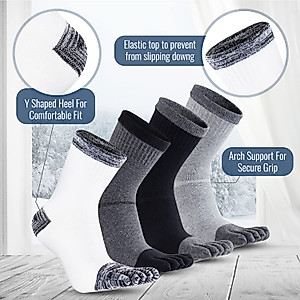 Soxsense Women's Toe socks Cotton Mini Crew Five Finger Socks Lightweight For Running Athletic 4 Pairs (US, Numeric, 7, 10, Regular, Short, Black)