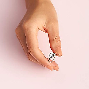 PANDORA Round Sparkle Halo Ring - Silver Ring for Women - Sterling Silver with Clear Cubic Zirconia - Gift for Her - Jewelry for Women with Gift Box - Size 4.5