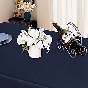 LUSHVIDA Rectangle Table Cloth – Washable Water Resistance Microfiber Tablecloth Decorative Table Cover for Banquet Party Kitchen Dining Room, Navy 60 x 84 Inch