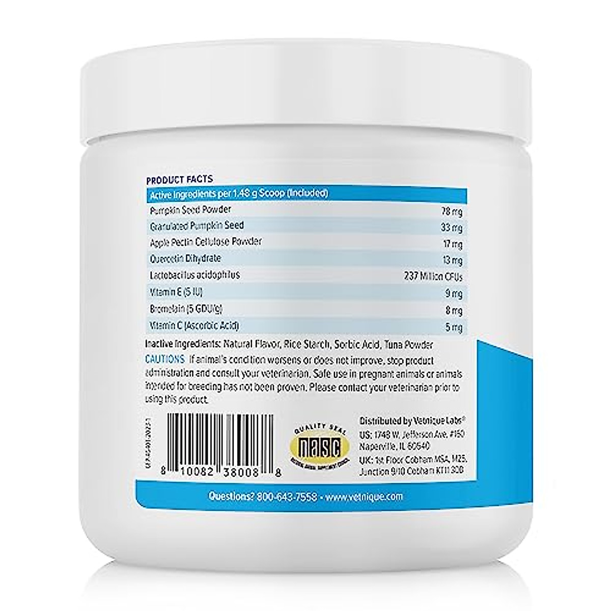 Glandex Feline Anal Gland Fiber Supplement Powder for Cats with Digestive Enzyme, Probiotics and Pumpkin, Vet Recommended for Healthy Bowels - Tuna Flavored 4.0 oz, Scoop Included