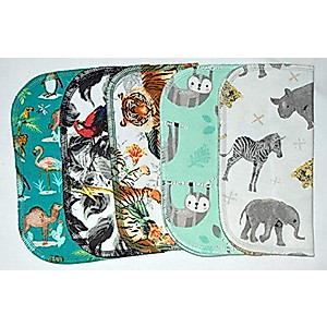 2 Ply Printed Flannel 8x8 Inches Set of 5 Little Wipes Zoological Wildlife