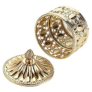 Hipiwe hollow out Metal Jewelry Box with Lid - Gold Mirrored Jewelry Trinket Organizer Ring Earrings Necklace Home Decor Storage Box, Chest Keepsake Gift Box for Women Girls