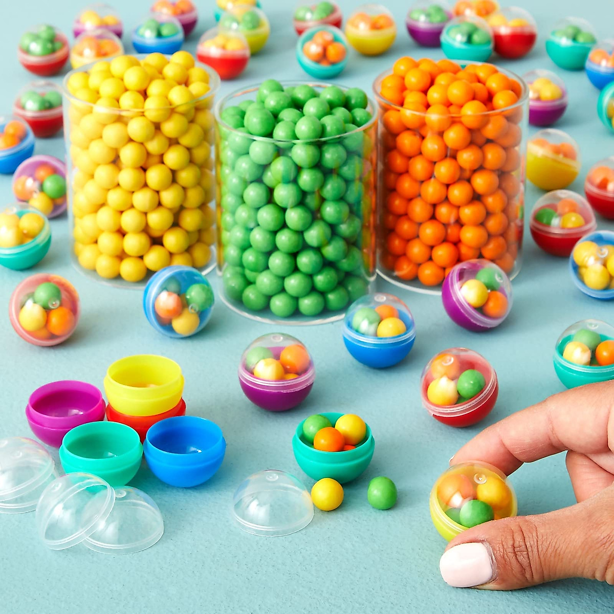 250-Pack Vending Machine Capsules - 1 Inch Gumball, Toy, Temporary Tattoo, Bulk Gumball Refills (5 Colors)