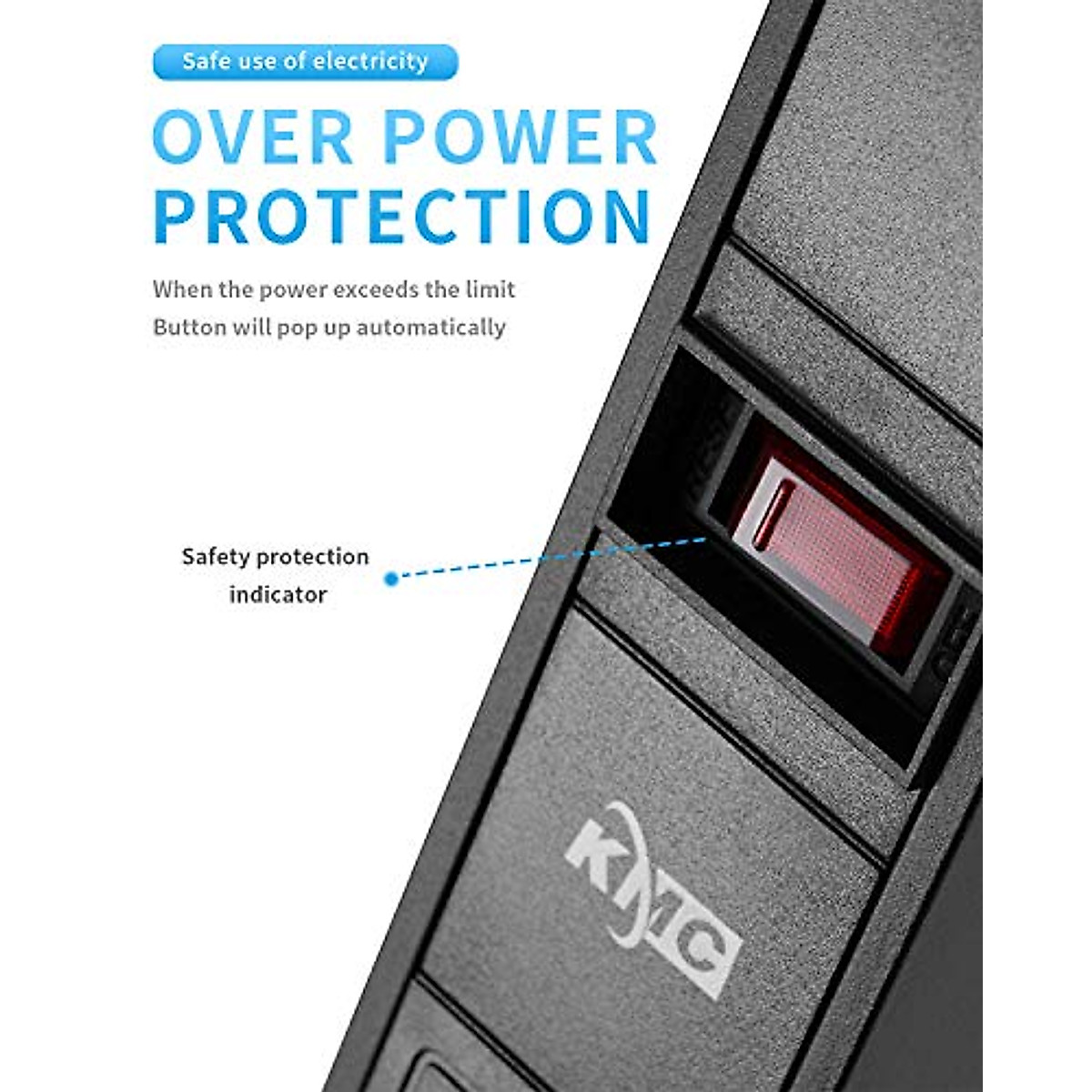 KMC 6-Outlet Metal Power Strip Surge Protector, Metal Mounting Brackets, 6 Foot Extension Cord, 1800 Joules, 125V/15A, Black