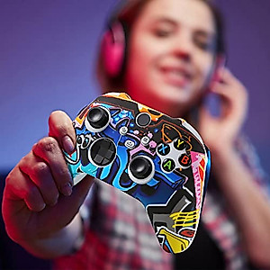 [2 Pack] Jusy Compatible with Xbox Series X/S Controller Soft Silicone Cover Skin, Sweat-Proof Anti-Slip Dust-Proof Protective Case Cover Accessories, with 10 Thumb Grips (Street Style)