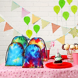 12 Pack Small Tie Dye Camouflage Drawstring Bags Rainbow Colorful Abstract Pattern Tie Dye Small Gift Bags Party Favors Treat Bags for Kids, Boys and Girls, Birthday Gift, 9.8 x 7 Inch