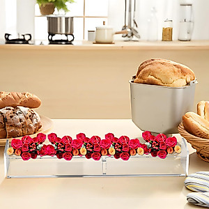 Acrylic Flower Vase Rectangular,18 Inches Clear Acrylic Vase,Long Acrylic Vase with 18 Holes,Low Laying Unique Flower Vases for Home Decor or Weddings