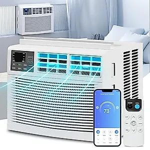 Magshion 8000 BTU Window Air Conditioner with Remote & App Control, 6 Modes – Cool, Dry, Auto-Restart, Fan, Sleep, Cools Rooms up to 350 Sq. Ft., Quiet AC Unit with Easy Install Kit