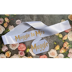 Muggle to Mrs Sash, Bride to be Sash,from Muggle to Mrs, Bridal Shower, Bachelorette Party Decor, Gold Glitter