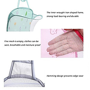 Mesh Hanging Popup Laundry Hamper, Foldable Pop-up Mesh Hamper Dirty Clothes Basket With Carry Handles Easy to Open and Fold Flat for Storage, Odors & Moisture Proof (Green)