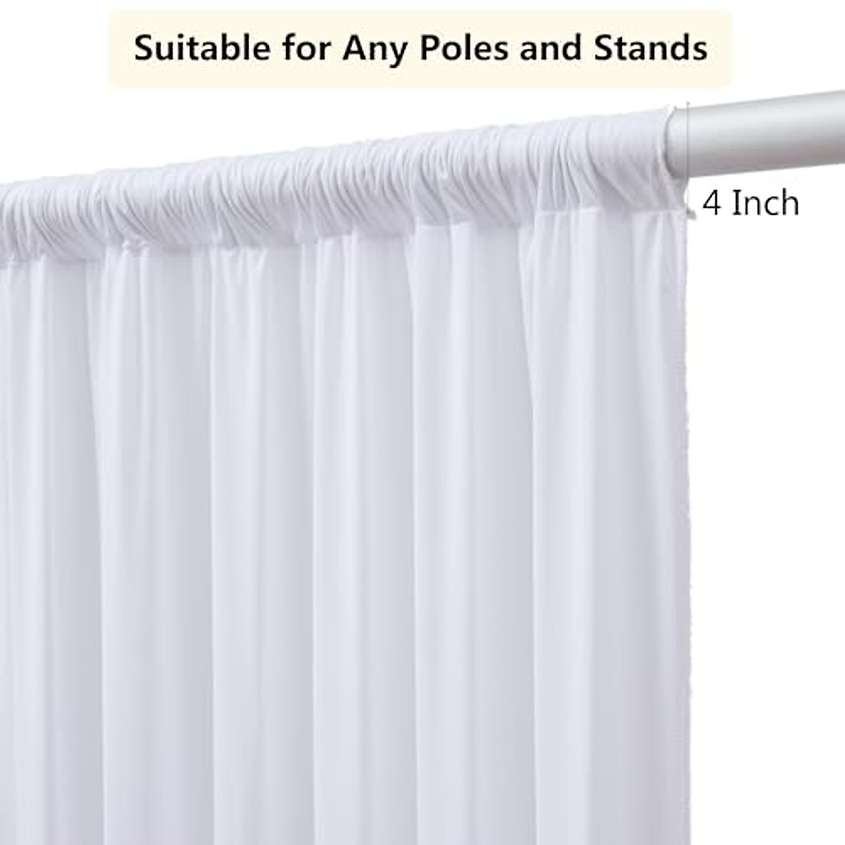40ft×10ft Wrinkle Free White Backdrop Curtain for Wedding Party, 8 Panels 5×10ft Thick Silky Polyester Photo Backdrop Drapes Curtains for Parties Birthday Baby Shower Baptism Photography Home Decor