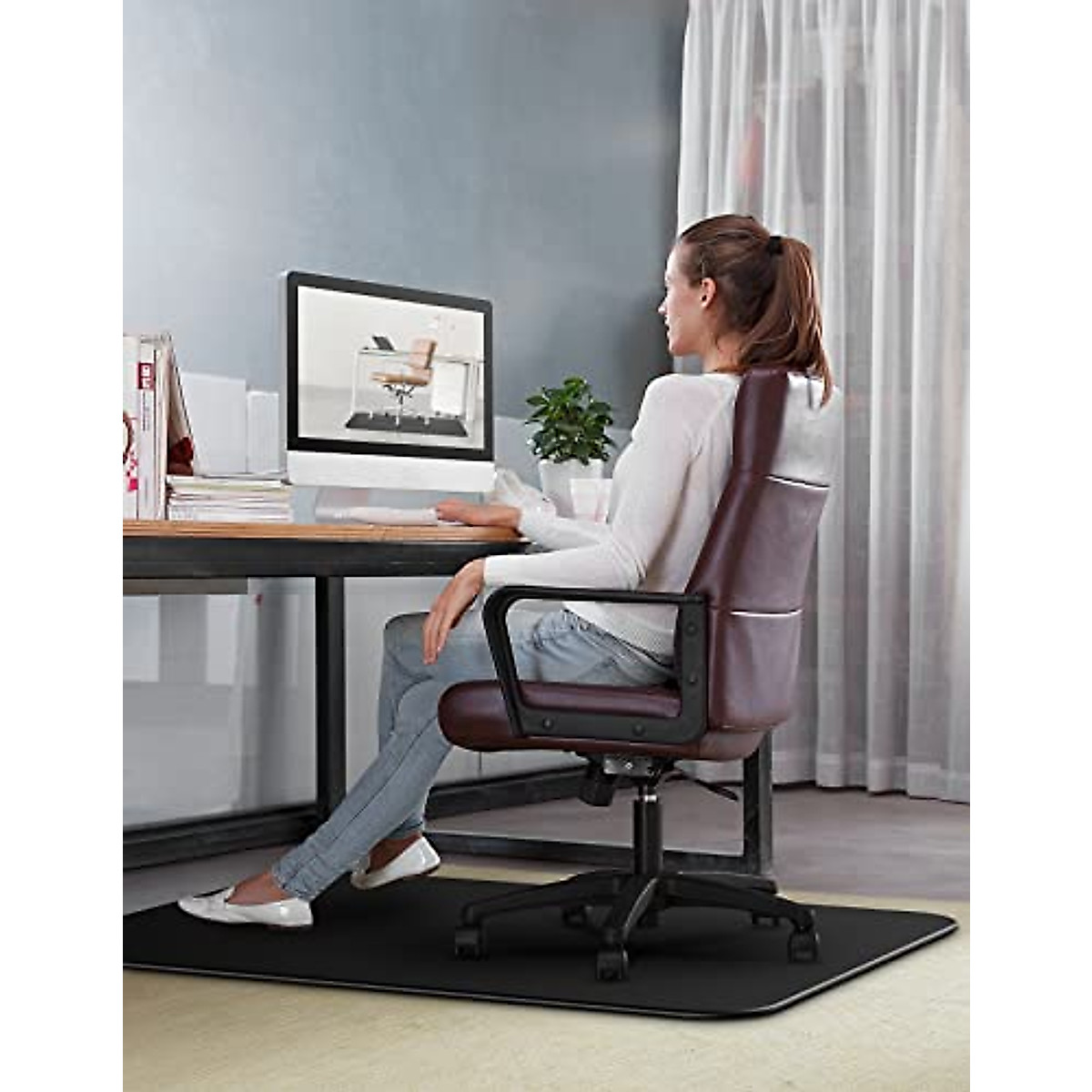 Office Chair Mat for Carpet, Hardwood and Tile Floor, 1/5" Thick Desk Chair Mat, 35" x 45" Anti-Slip Carpet Chair Mats for r Low/Medium Pile Carpets