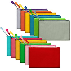 Fassave 12 Pack DIY Craft Cotton Canvas Bag, Multi-Purpose Cosmetic Bag Makeup Pouches with Zipper Travel Toiletry Bag Pen Pencil Bag (Multicolor, M), D003