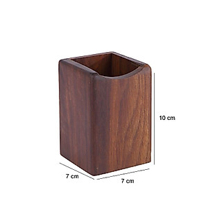 Wood Pen Holder Desk Pencil Holders Wooden Pen and Pencil Organizer Cup for Desktop Pens Stand Holder Cups, 10 x 7 x 7 cm, Eco Natural Color (Coffee)