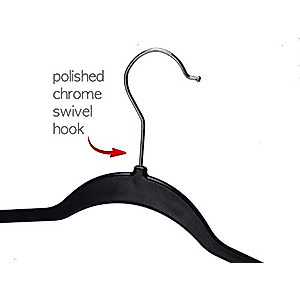 Only Hangers No Flock Space Saving Hangers, Black, Set of 20